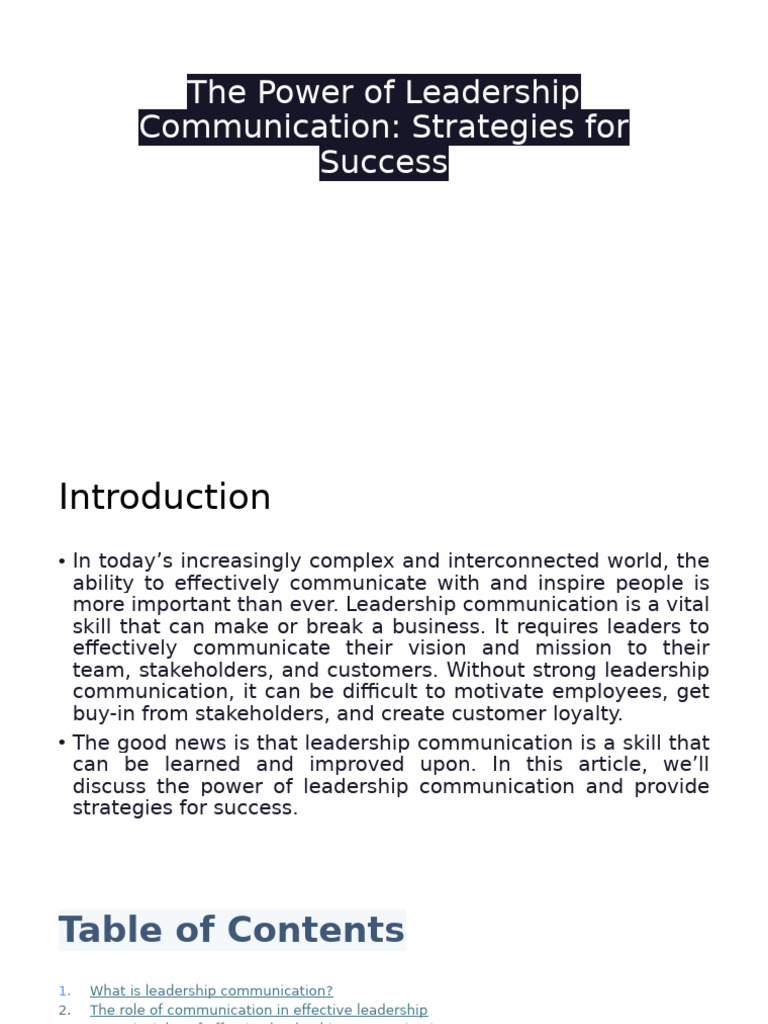 Communication Leadership | PDF | Communication | Leadership