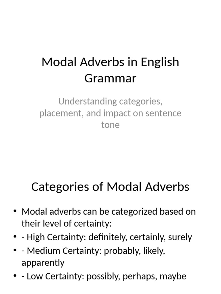Modal Adverbs Presentation | PDF