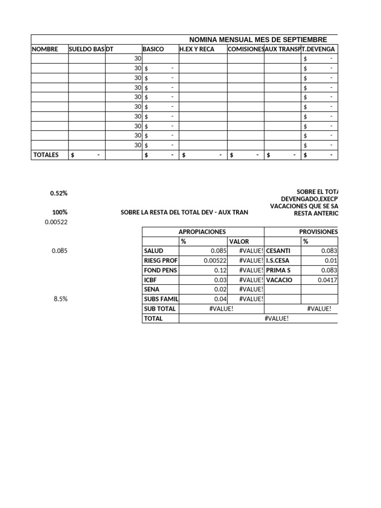 Ejemplo Nomina | PDF