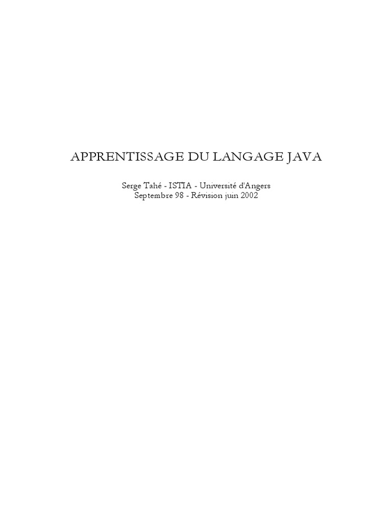Apprentissage de Java (Serge Tahe) | PDF | Ordinateurs