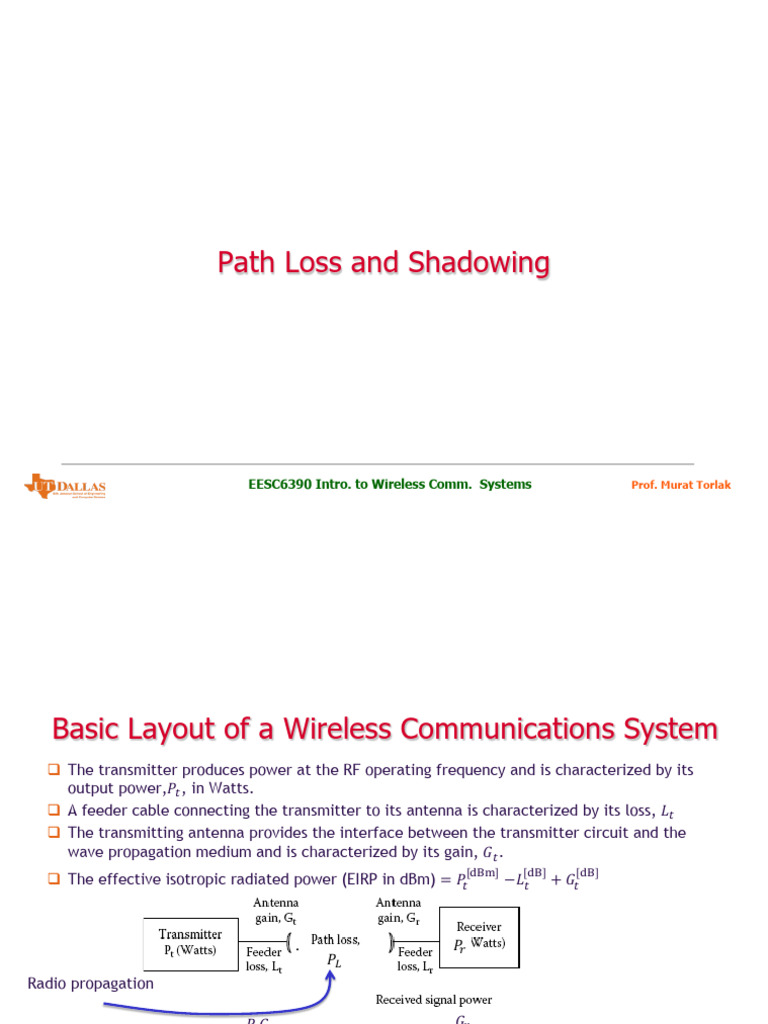 Lecture Large Scale Fading | PDF | Antenna (Radio) | Diffraction