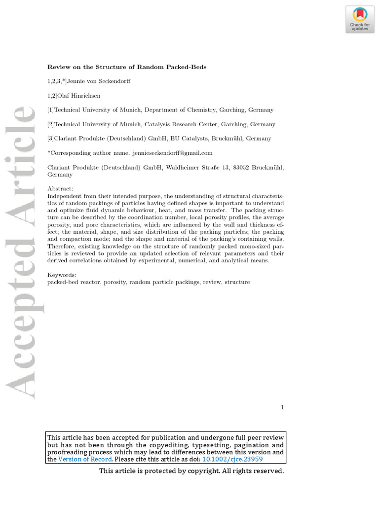 Review On The Structure of Random Packed-Beds | PDF | Oscillation
