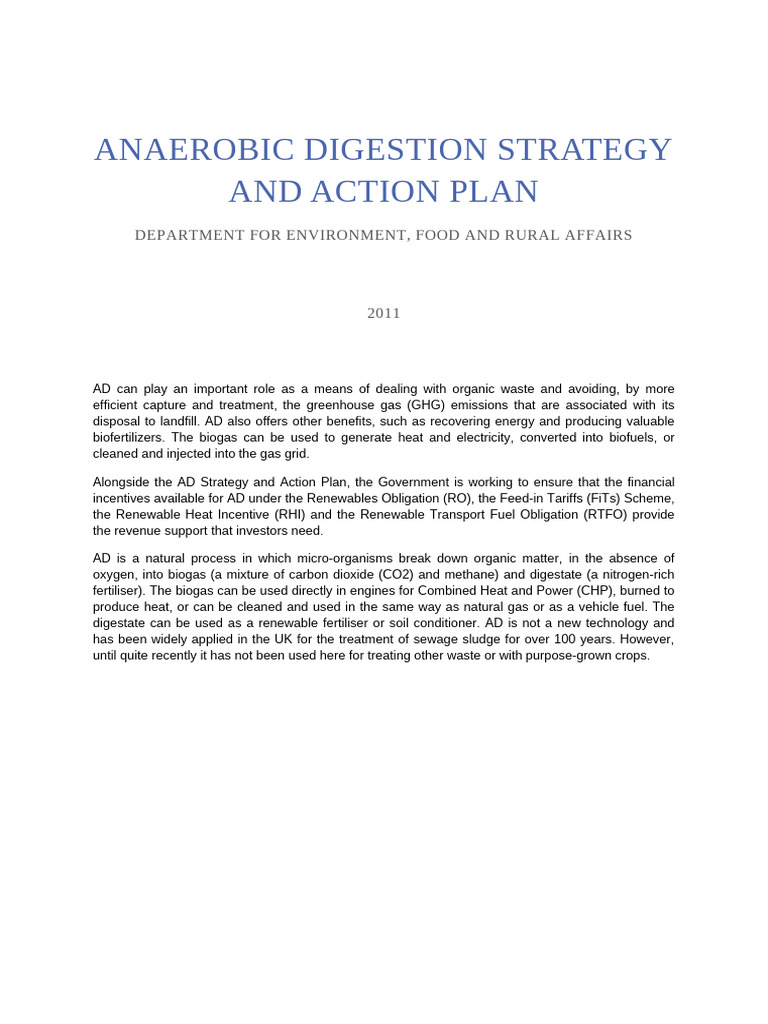 Anaerobic Digestion Strategy and Action Plan | PDF | Anaerobic ...
