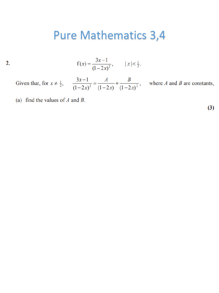 Pure Mathematics 3,4 | PDF