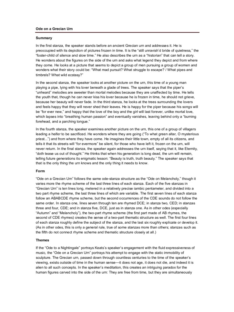 Ode on a Grecian Urn Analysis | PDF | Poetry