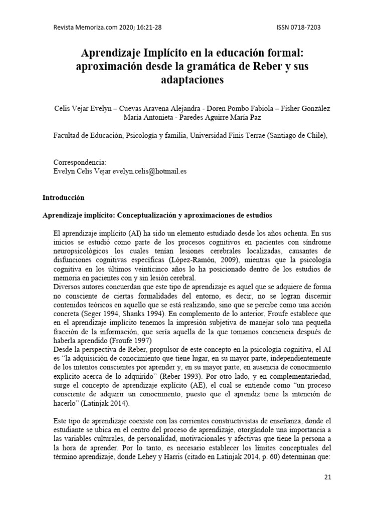 Implicito 16 21 28 | PDF | Aprendizaje | Enseñando