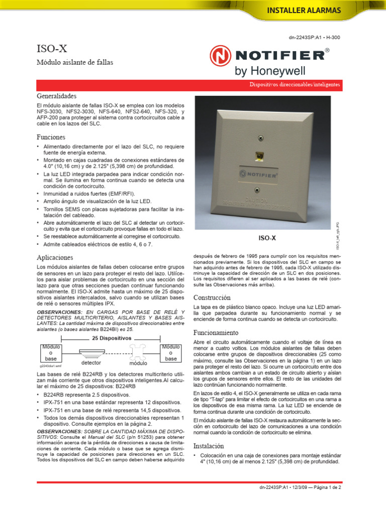 notifier_isox | PDF | Relé | Aislador (Electricidad)