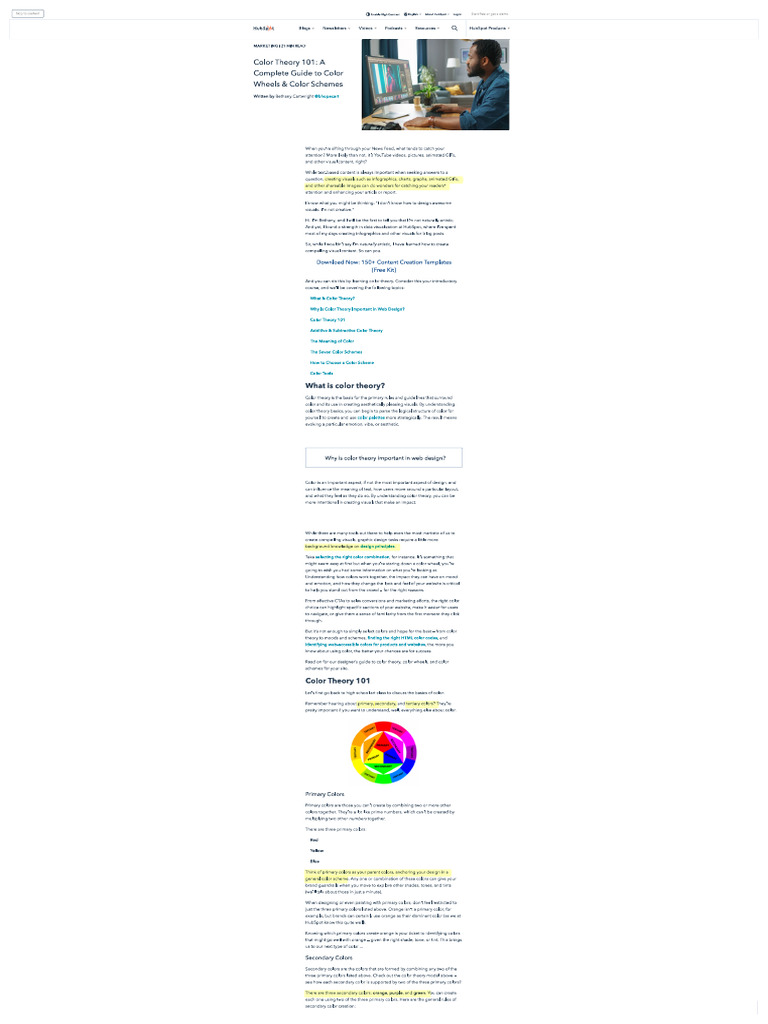 Color Theory 101 - A Complete Guide To Color Wheels & Color Schemes | PDF