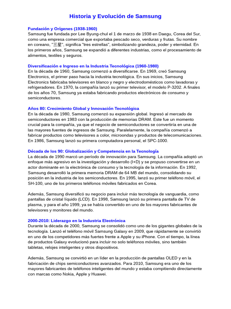 La historia de Samsung | PDF