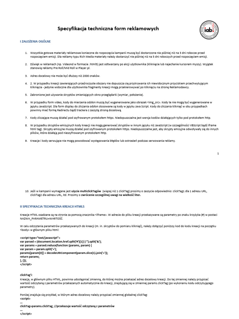 Specyfikacja Techniczna TVN Media PL Online | PDF