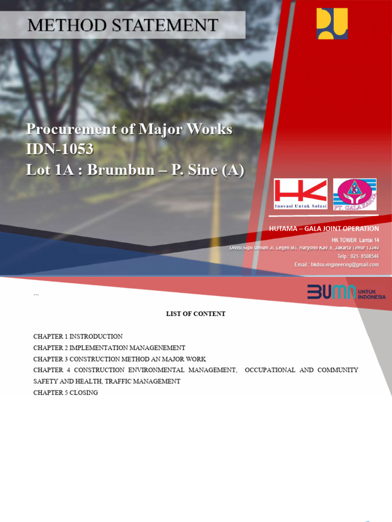 5. Method Statement Lot 1A | PDF | Road Surface | Concrete