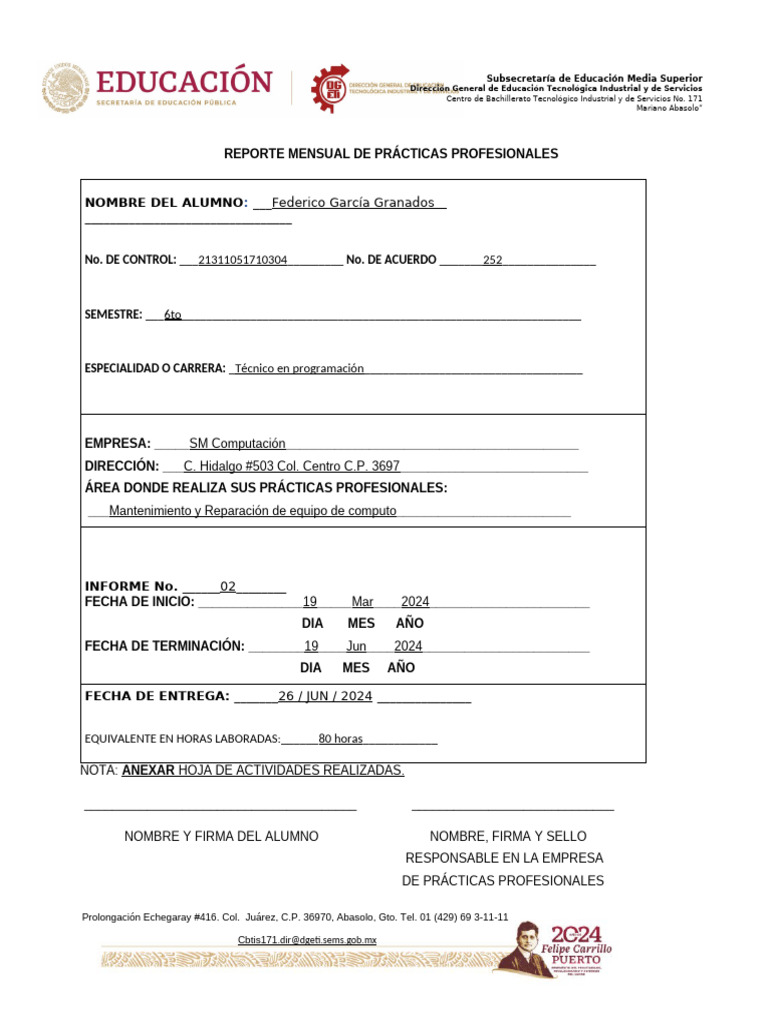 REPORTE MENSUAL | PDF