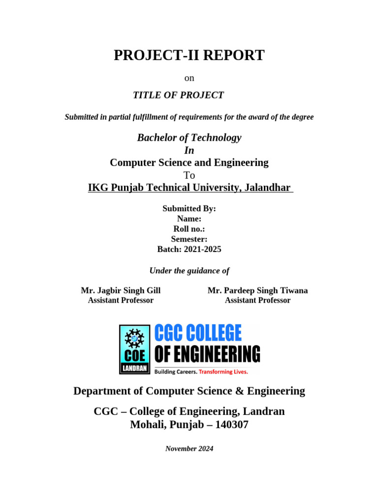 COE Project II Report Format | PDF | Computing | Computer Science