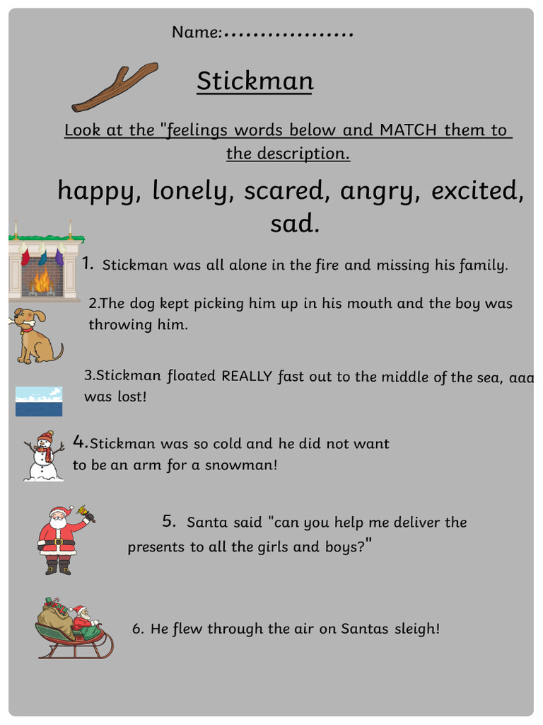 Stick Man Feelings - CHALLENGE | PDF