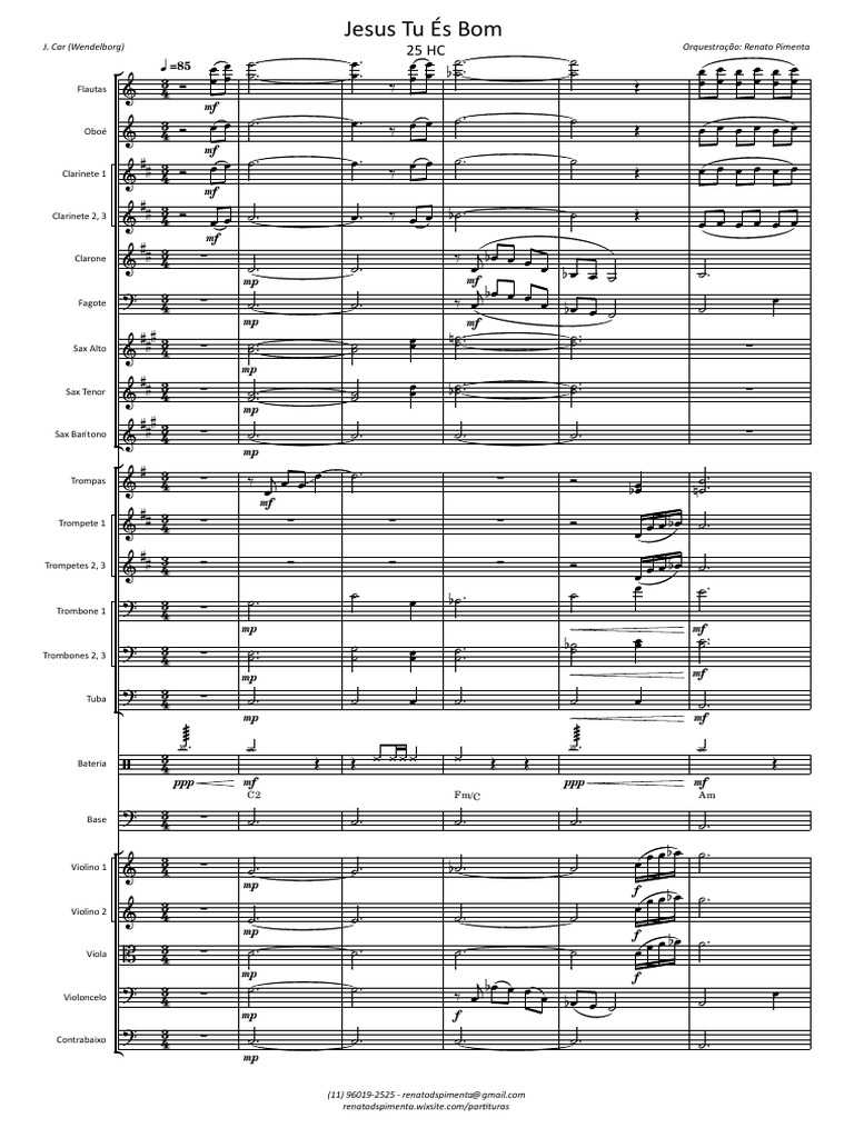 Jesus Tu És Bom-Partitura_e_Partes | PDF | Woodwind Instruments ...