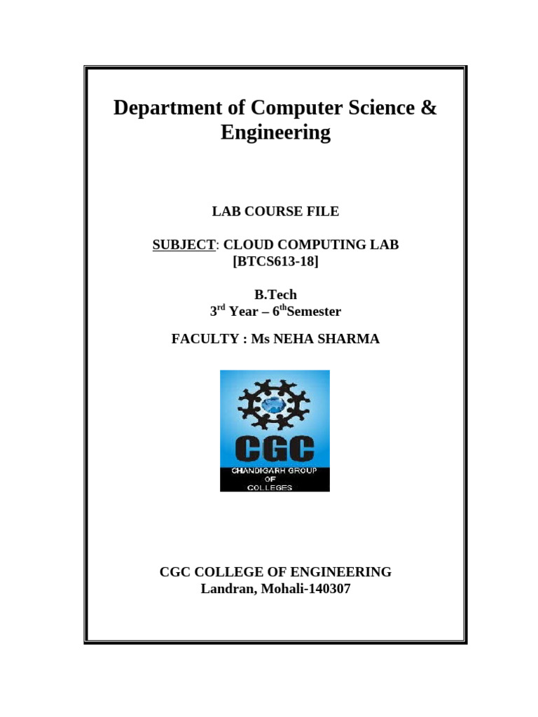 Lab File Cloud Computing Pdf Computing Operating System Technology