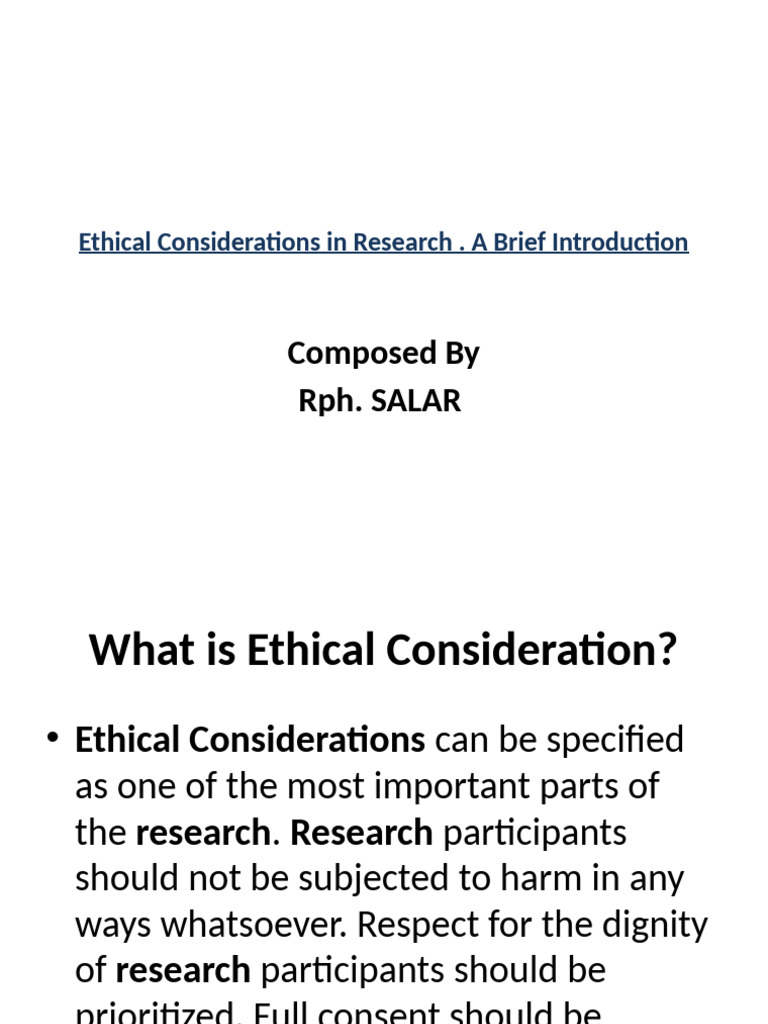 Ethical Consideration in Research | PDF | Informed Consent | Psychology