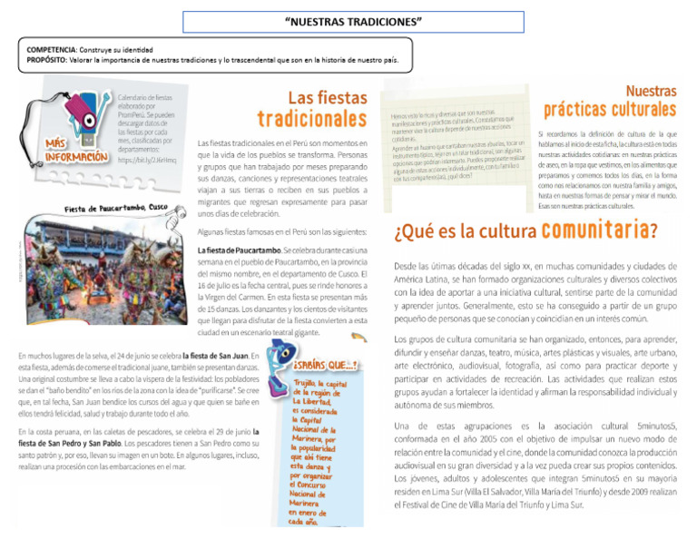 Ficha Cultura 1 ° DPCC TRADICIONES | PDF