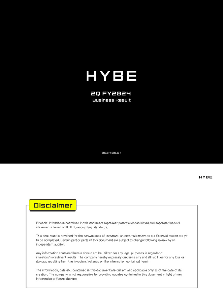 (HYBE) IR PPT - 2024.2Q - en - VF | PDF | Retained Earnings | Income