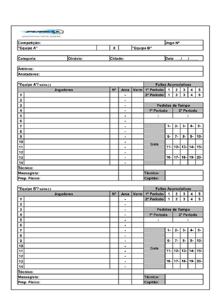 Súmula de Futsal 2024 | PDF