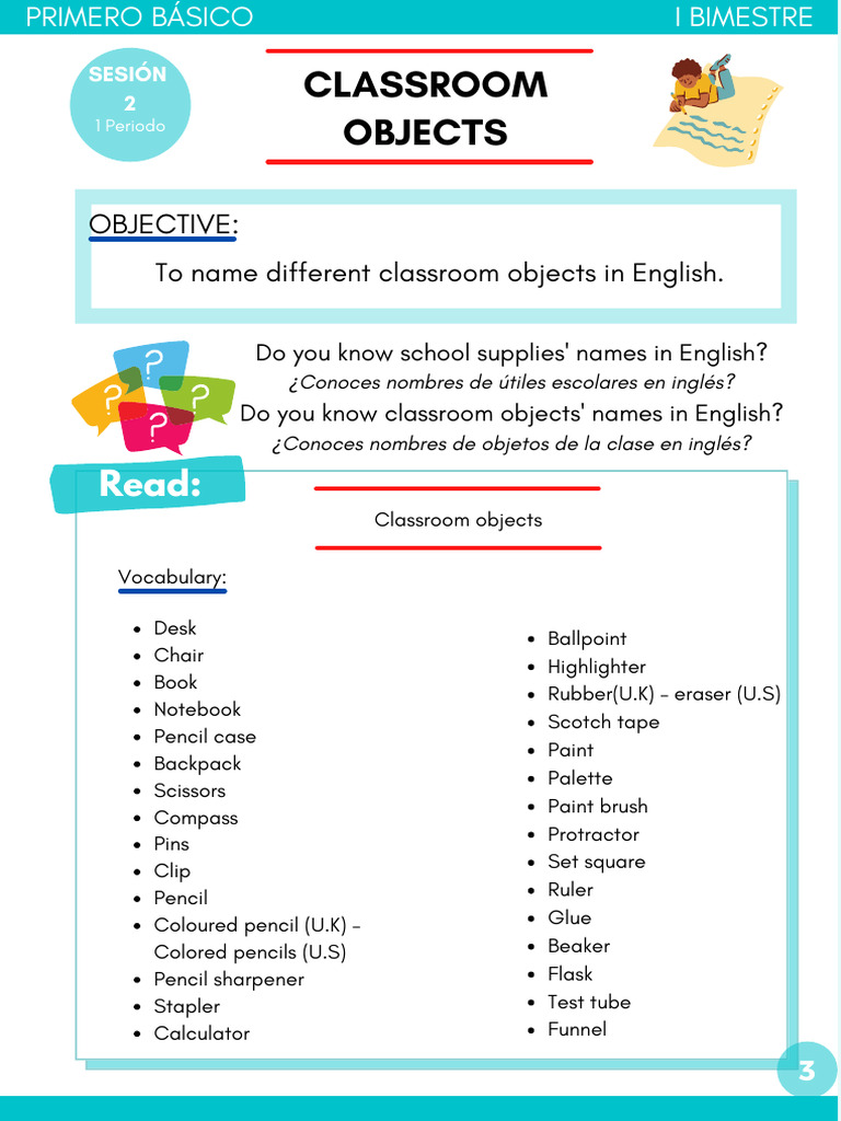 Classroom objects | PDF