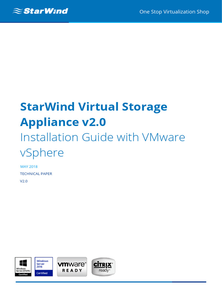 StarWind Virtual Storage Appliance v2.0 Installation Guide With VMware Vsphere | PDF | Virtual ...