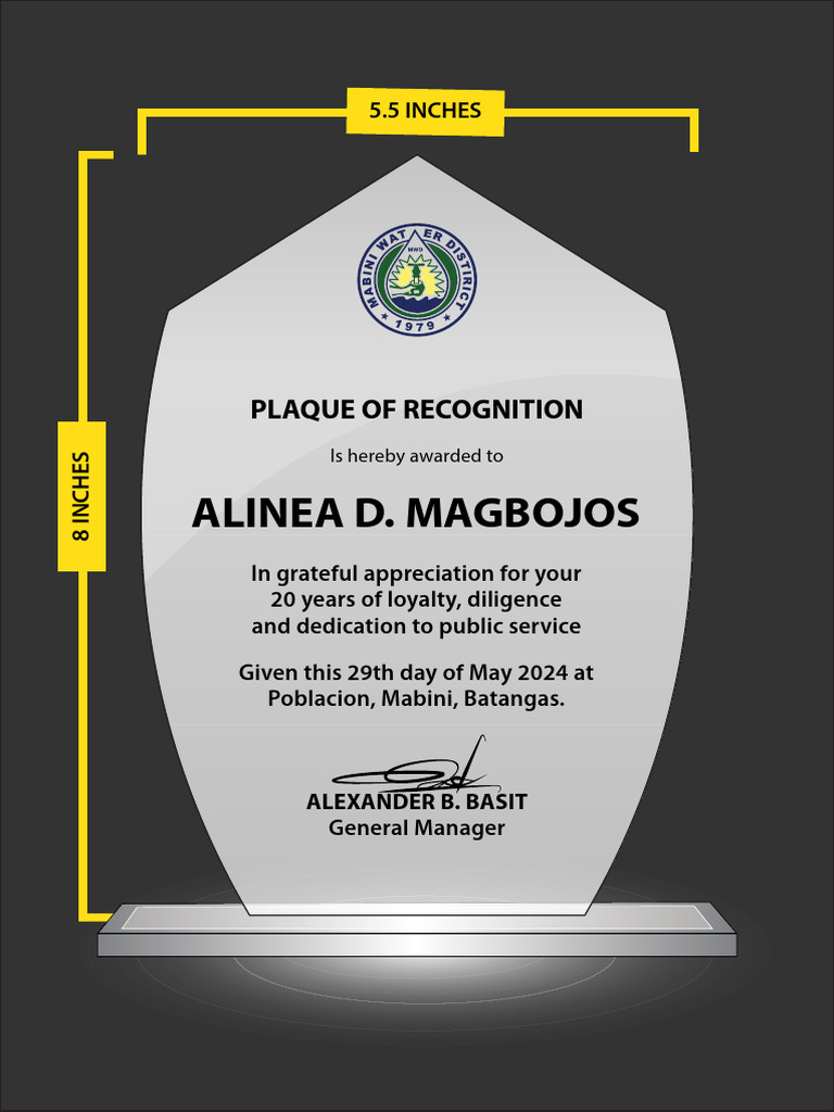 Mabini Water District Plaques For Approval | PDF | Social Science