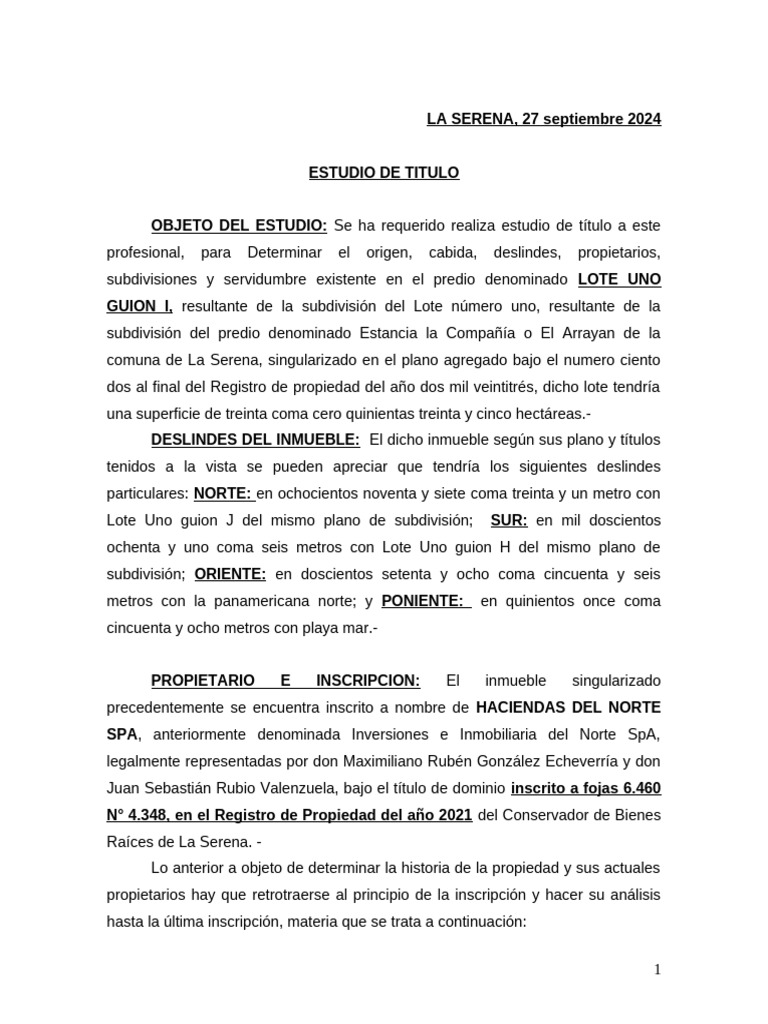 ESTUDIO DE TITULO Julio Carrasco | PDF | Dominio eminente | Propiedad