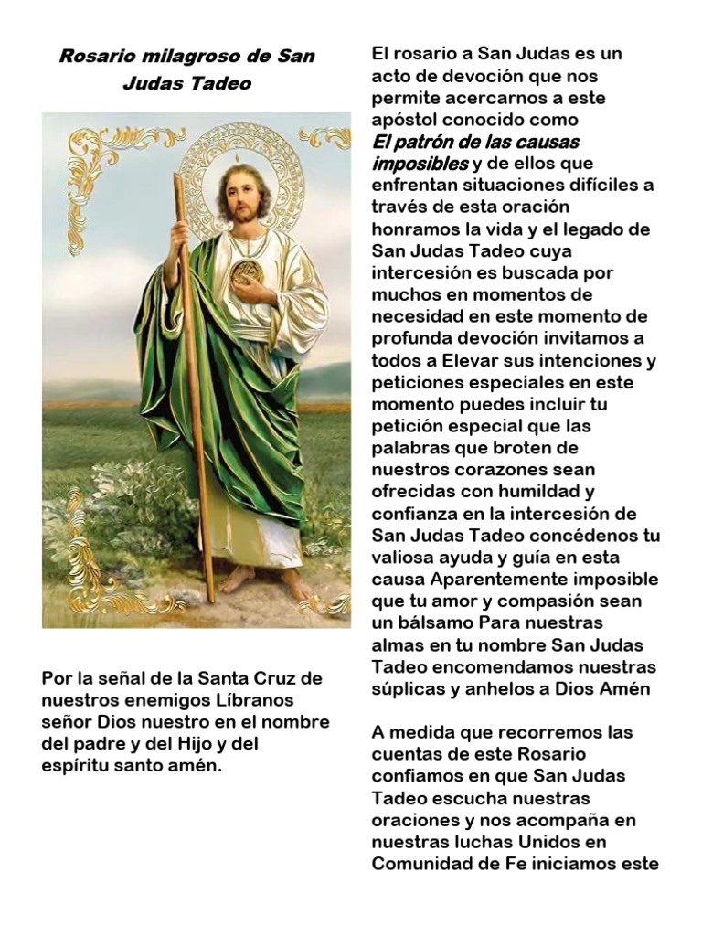 Rosario Milagroso de San Judas Tadeo | PDF | Intercesión | orador del Señor