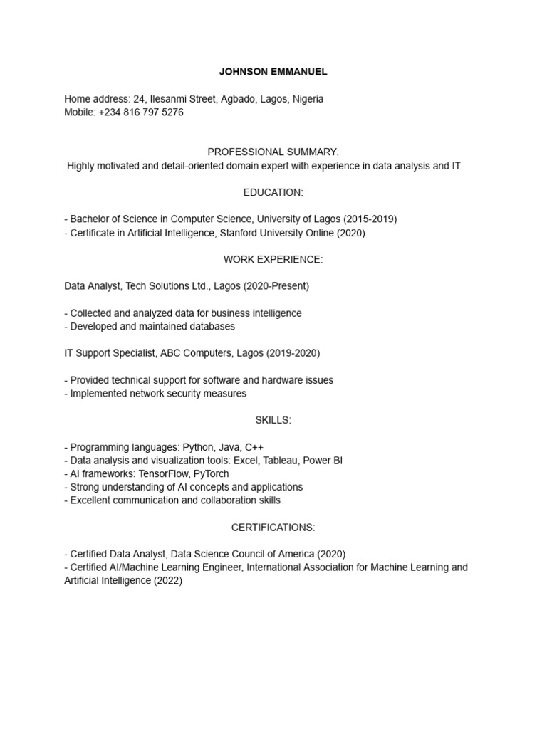 Emmanuel Resume | PDF