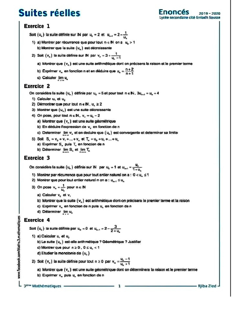 3ème maths suites numériques | PDF