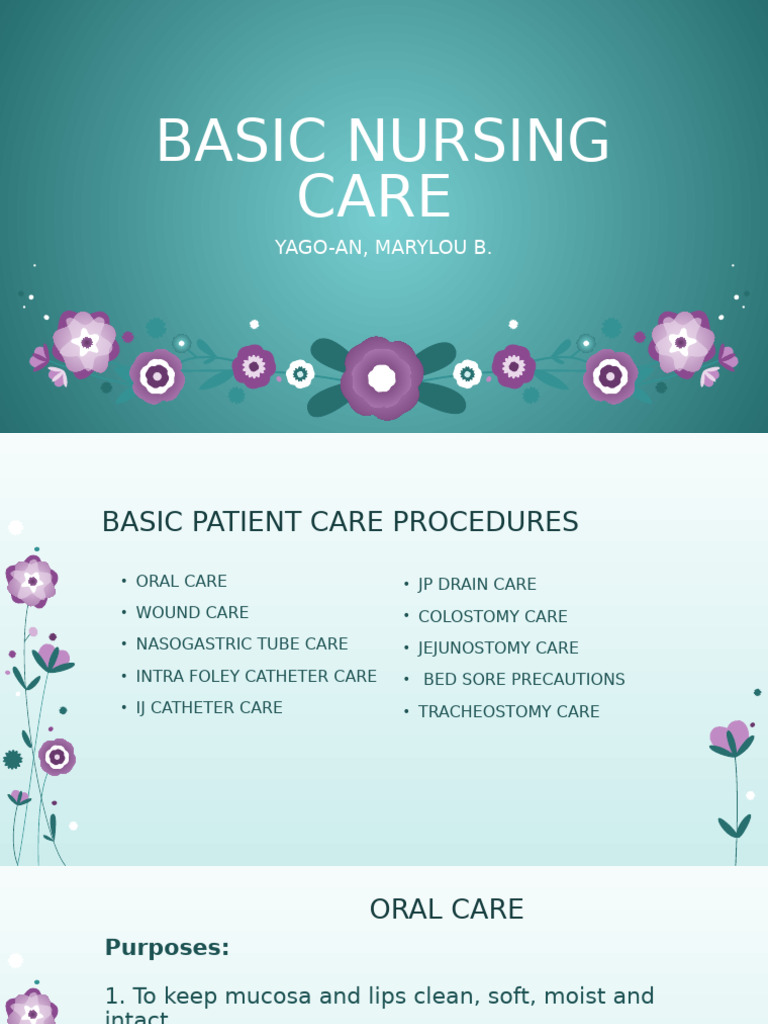 Basic Nursing Care | PDF | Oral Hygiene | Medicine