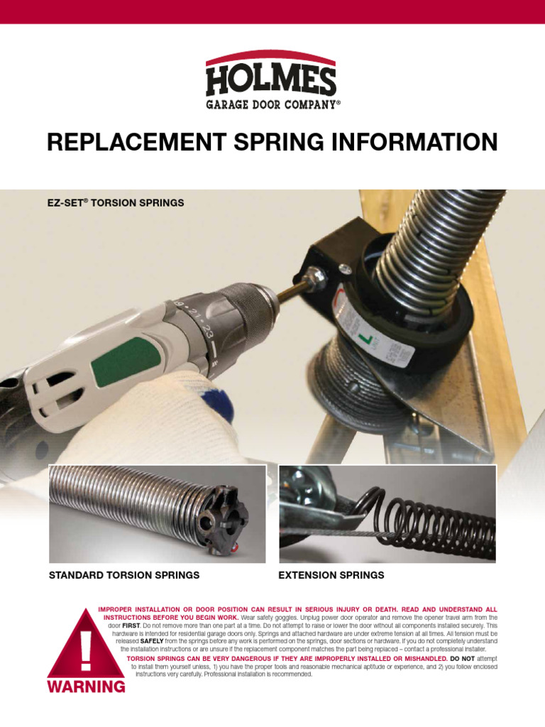 Clopay Torsion Spring Cahrt | PDF | Manufactured Goods
