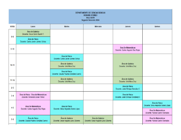 Horario Ateneo-2024-2 | PDF