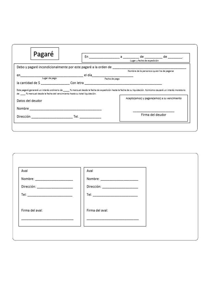 Formato de Pagaré: Ejemplo y Detalles | PDF