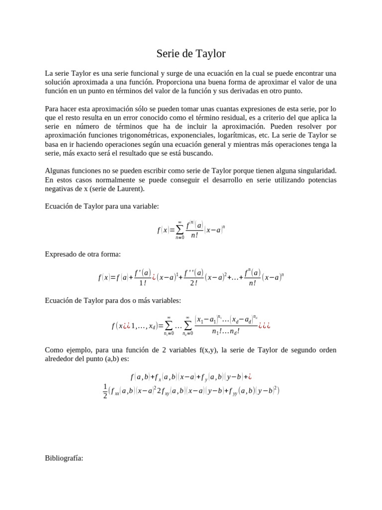Serie Taylor | PDF | Ecuaciones | Relaciones matematicas