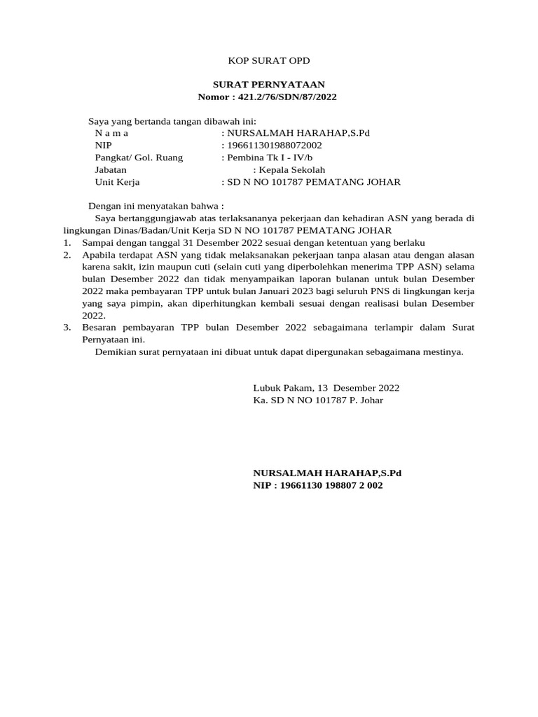 Surat TPP Andri | PDF