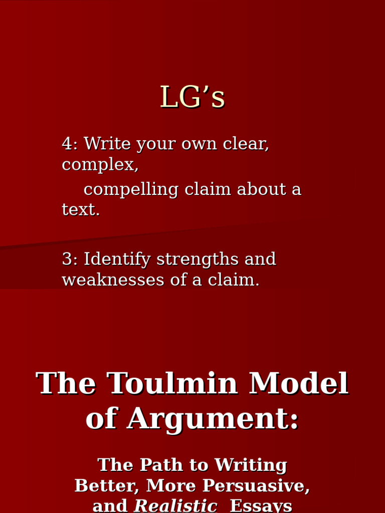 The Toulmin Model of Argument Revised1 | PDF | Argument | Adventures Of ...