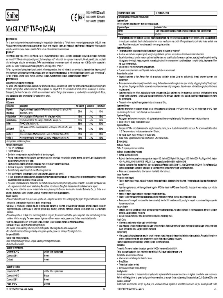 178 TNF-α-IFU-en-EU-IVDD-V2.3 | PDF | Detection Limit | Blood Plasma