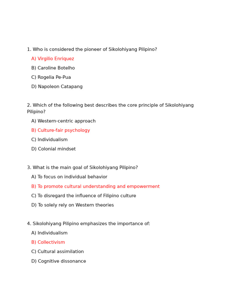 Questionnaires Answers | PDF | Identity (Social Science) | Psychology