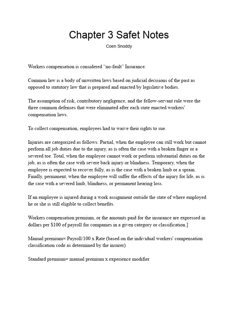 Chapter 3 Safety Notes | PDF | Workers' Compensation | Occupational ...