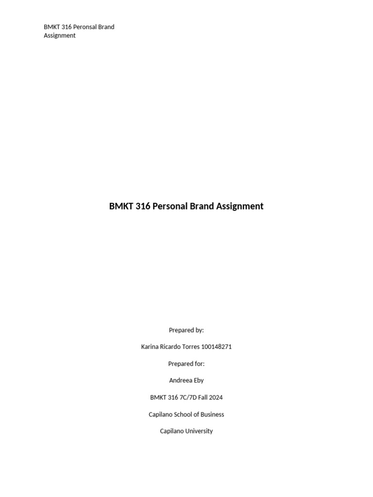 Personal Brand Assignment | PDF | Brand | Business