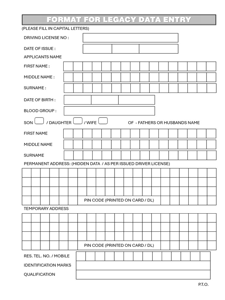 Form For Backlog Entry RTO Maharashtra | PDF