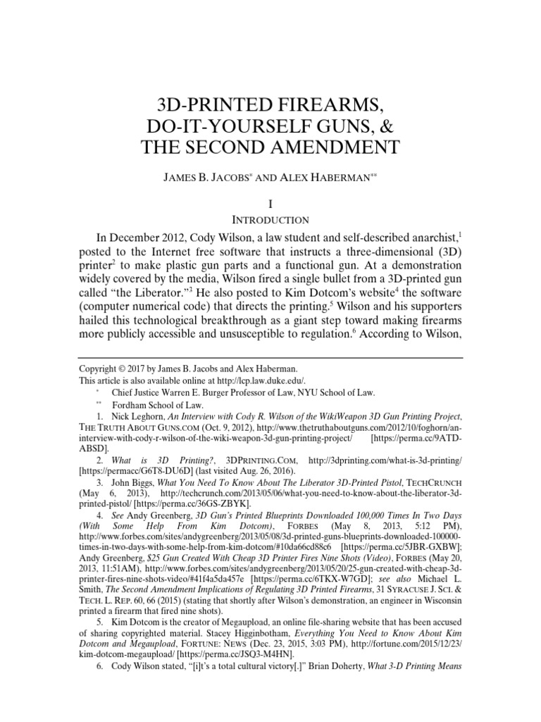 3D-Printed Firearms Do-It-Yourself Guns & The Second Amendment | PDF ...