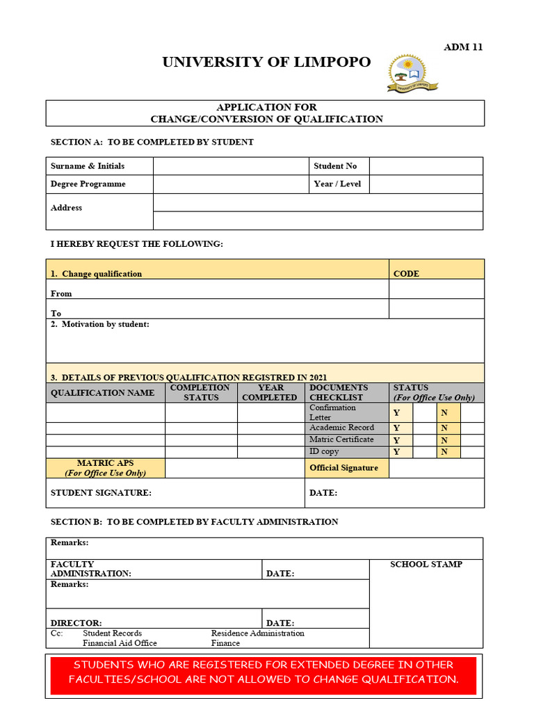Change of Qualification Application | PDF