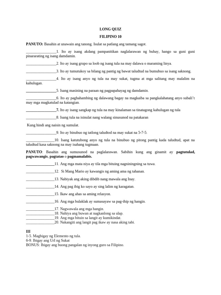 Long Quiz Fil Pdf