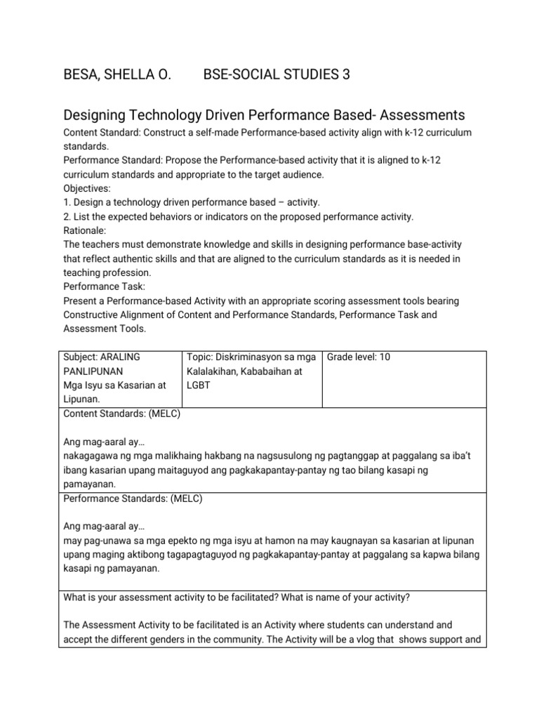 Technology Driven Performance Based Activity | PDF