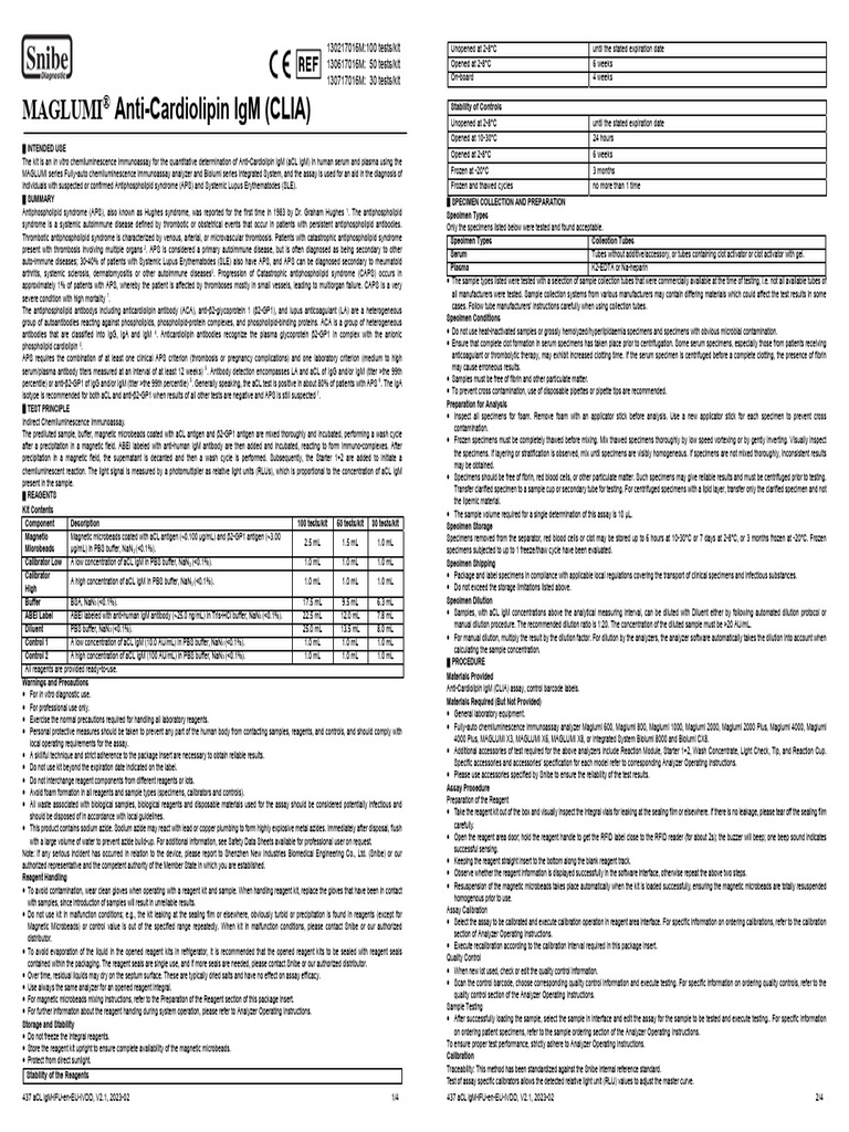 437 Acl Igm Ifu en Eu Ivdd v2.1 | PDF | Medical Specialties | Clinical ...