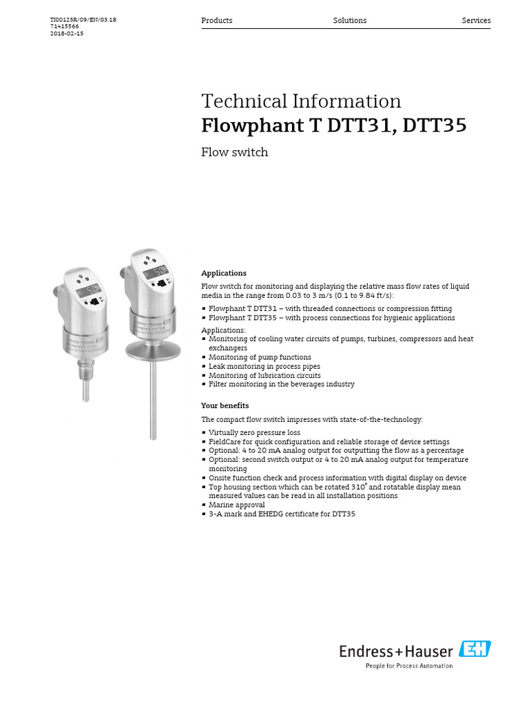 Flowphant T DTT31, DTT35 | PDF | Power Supply | Fluid Dynamics