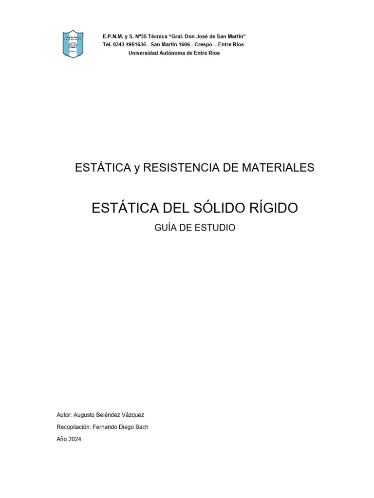 Apunte Estatica Solido Rigido | PDF | Viga (Estructura) | Fuerza